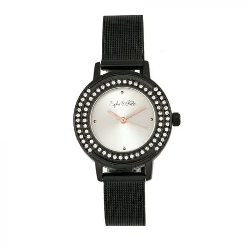 SOPHIE AND FREDA Cambridge Swarovski Crystal Bracelet Watch - Black