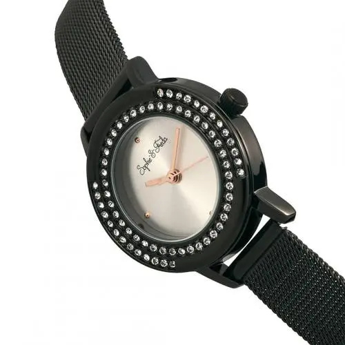 SOPHIE AND FREDA Cambridge Swarovski Crystal Bracelet Watch - Black