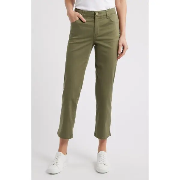 Wit & Wisdom High Waist Straight Leg Stretch Twill Pants - Lily Pad