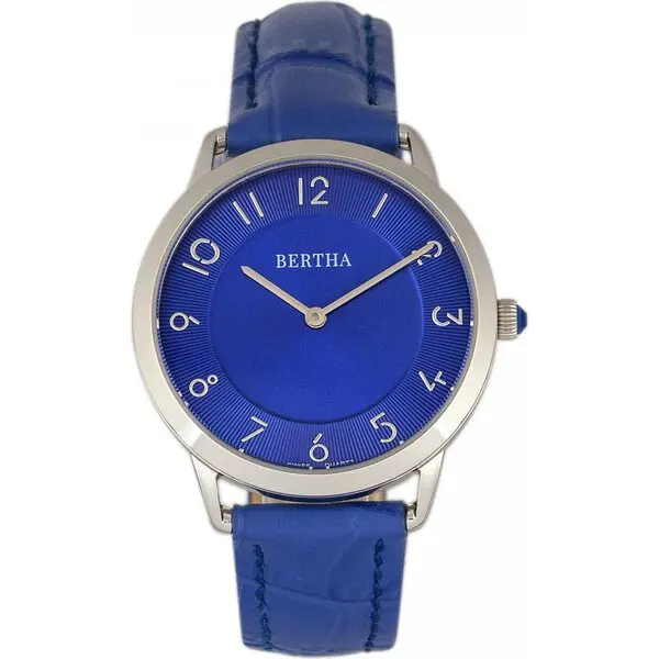 BERTHA WATCHES Abby Swiss Leather-band Watch - Silver/blue
