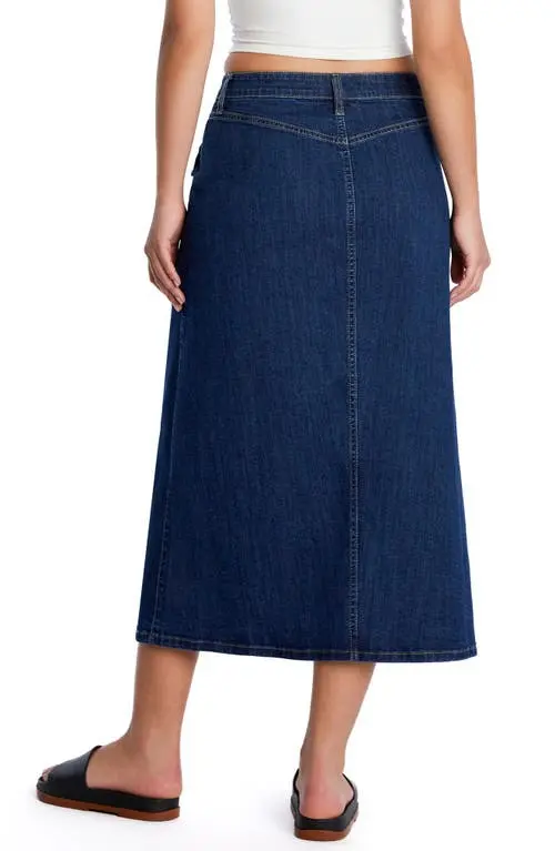 WASH LAB DENIM Sailor Button Front Maxi Denim Skirt