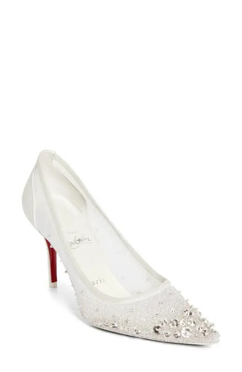 CHRISTIAN LOUBOUTIN Miss Z Crystal Beaded Mesh Pump - Version Ivory