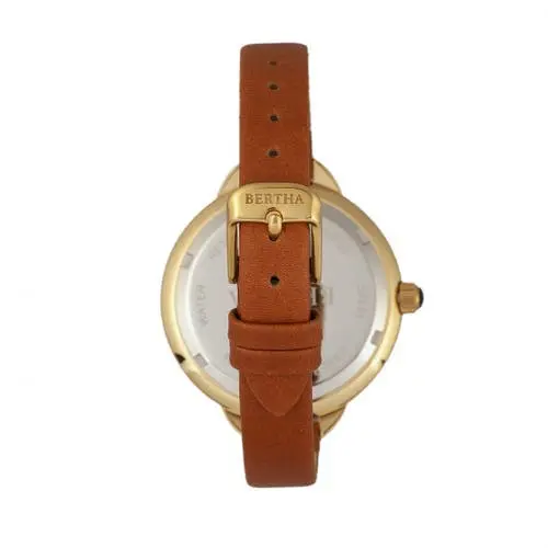 BERTHA WATCHES Madison Sunray Dial Leather-band Watch - Camel/gold