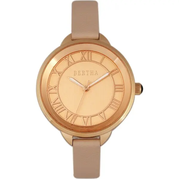 BERTHA WATCHES Madison Sunray Dial Leather-band Watch - Light Pink/rose Gold
