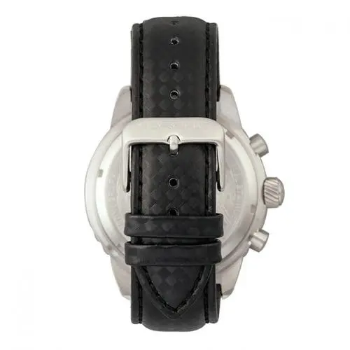 MORPHIC Chronograph Leather-band Strap Watch - Silver/black
