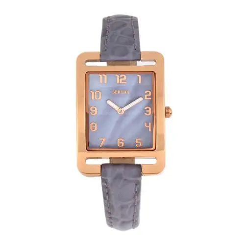 BERTHA WATCHES Marisol Swiss Mop Leather-band Watch - Lavender