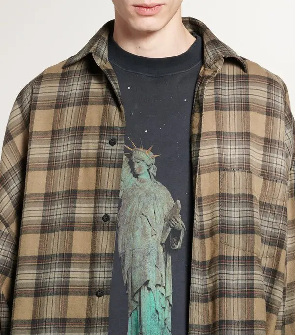 Balenciaga Distressed Check Layered Shirt