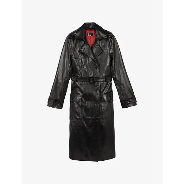 The Kooples Notched-lapel Leather Coat With Belt