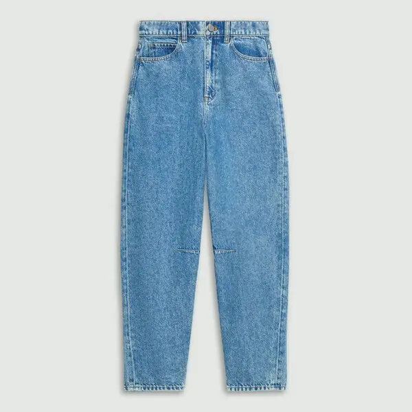Theory Cropped Barrel Pant In Relaxed Denim - Ice Blue