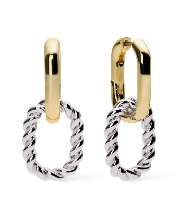 ANA LUISA Double Ash Two Tone Hoop Earrings - Gold/ Silver