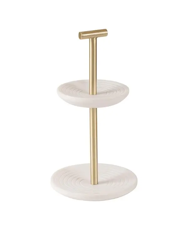GAURI KOHLI Regalia Tiered Marble Jewelry Stand - White