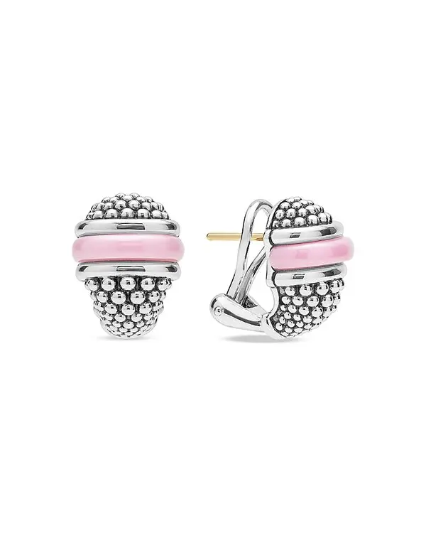 Lagos Sterling And Ceramic Clip Earrings - Silver