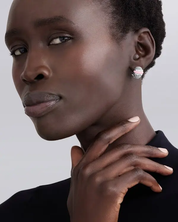 Lagos Sterling And Ceramic Clip Earrings - Silver