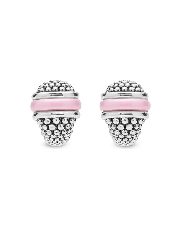 Lagos Sterling And Ceramic Clip Earrings - Silver