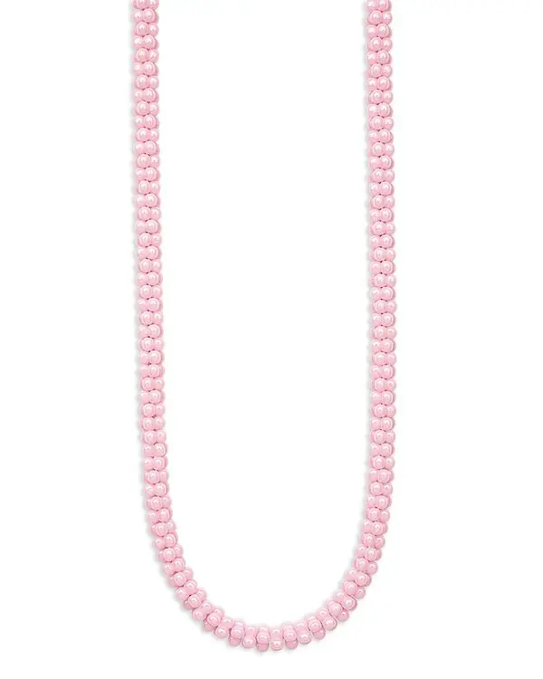 Lagos 18k Yellow Gold & Sterling Silver Caviar Ceramic Bead Collar Necklace - Pink