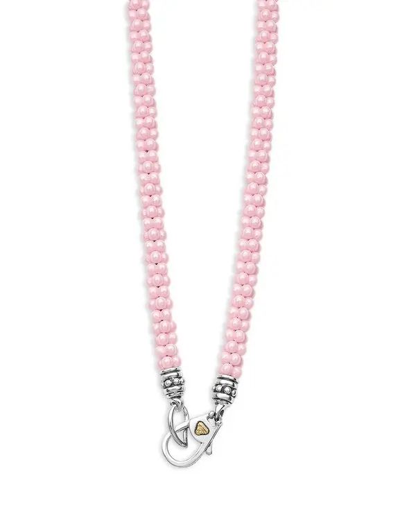 Lagos 18k Yellow Gold & Sterling Silver Caviar Ceramic Bead Collar Necklace