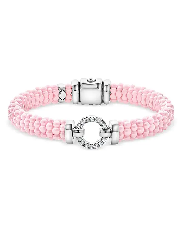 Lagos Diamond And Ceramic Bead Bracelet - Pink/silver