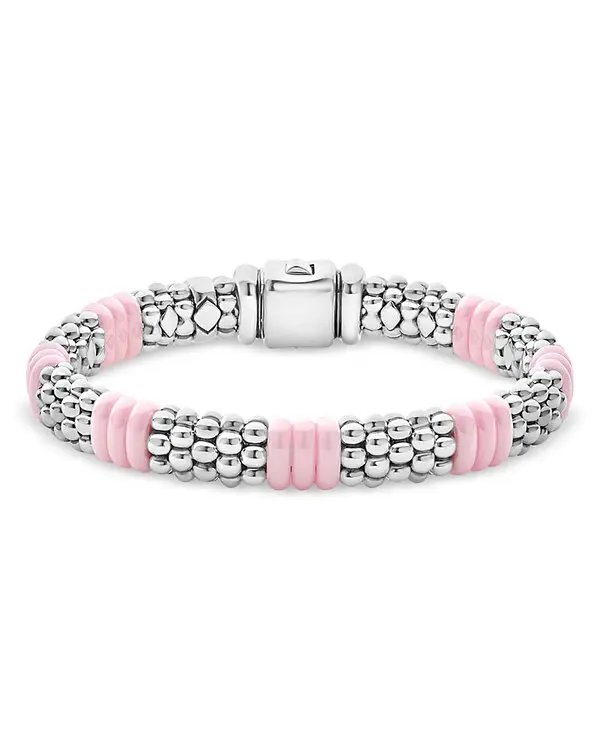 Lagos Sterling Pink Ceramic Bracelet - Silver