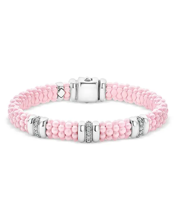 Lagos Sterling Silver, Diamond And Ceramic Bracelet - Pink/silver