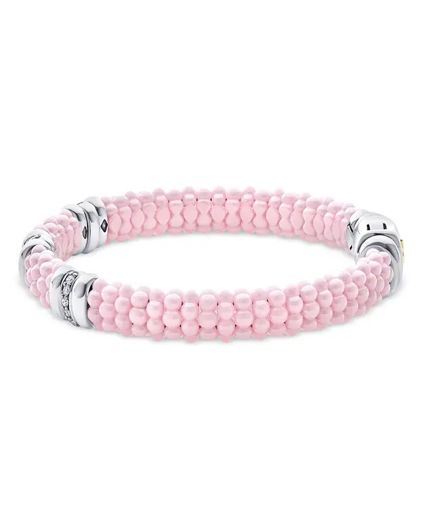 Lagos Sterling Silver, Diamond And Ceramic Bracelet