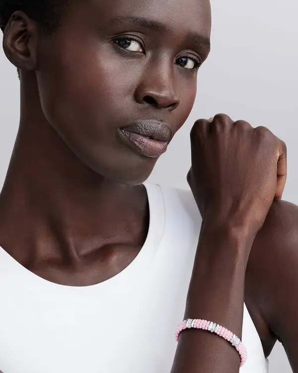 Lagos Sterling Silver, Diamond And Ceramic Bracelet