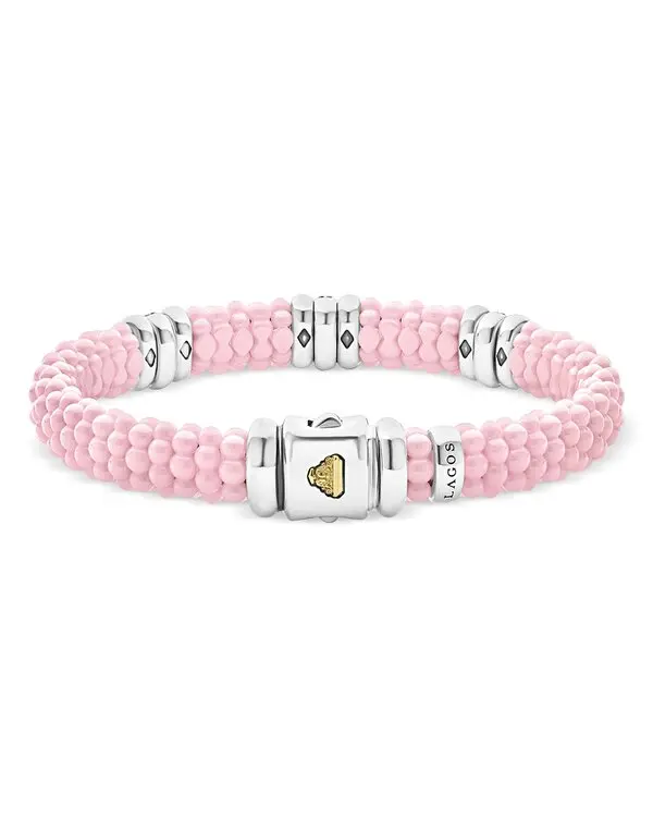 Lagos Sterling Silver, Diamond And Ceramic Bracelet