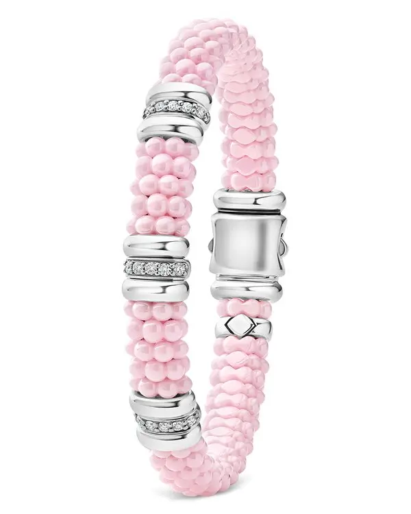 Lagos Sterling Silver, Diamond And Ceramic Bracelet
