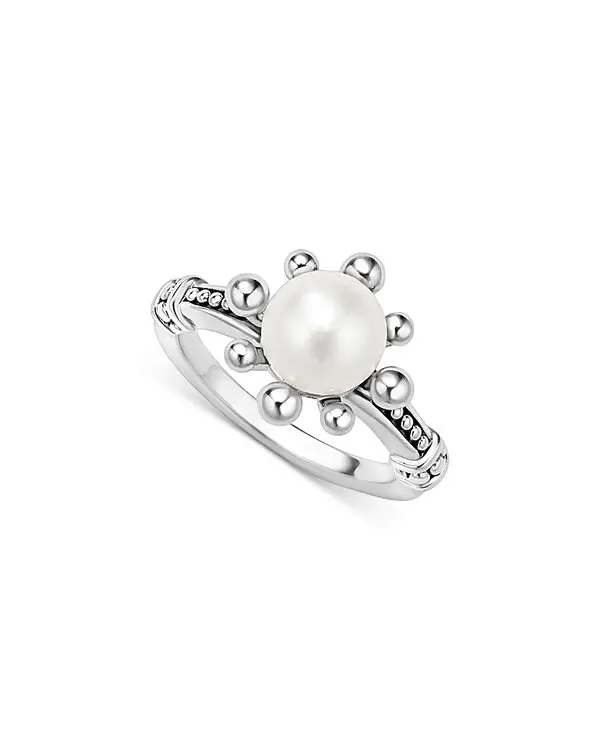 Lagos Sterling Luna Cultured Pearl Fleur Ring - Silver