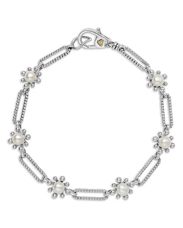 Lagos Sterling Luna Pearl Link Bracelet - Silver