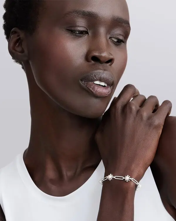 Lagos Sterling Luna Pearl Link Bracelet