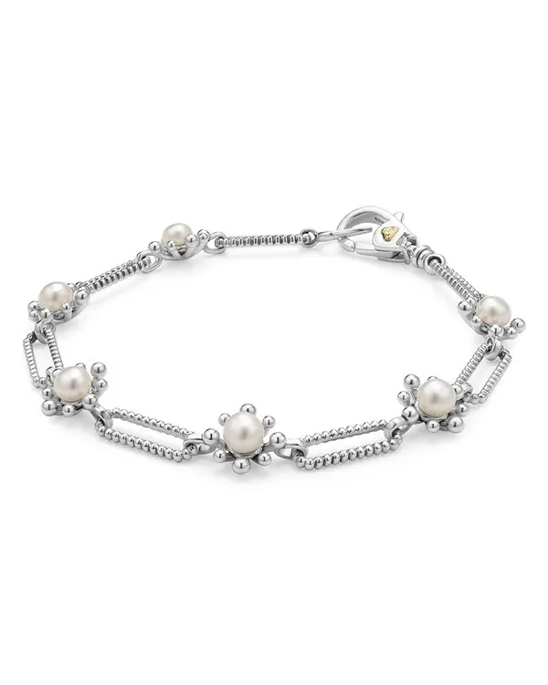 Lagos Sterling Luna Pearl Link Bracelet