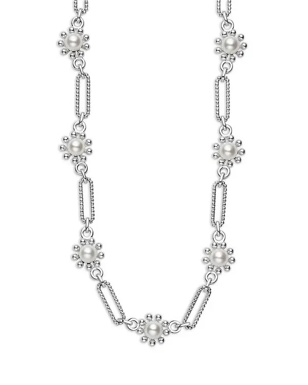 Lagos Sterling Luna Pearl Link Necklace - Silver