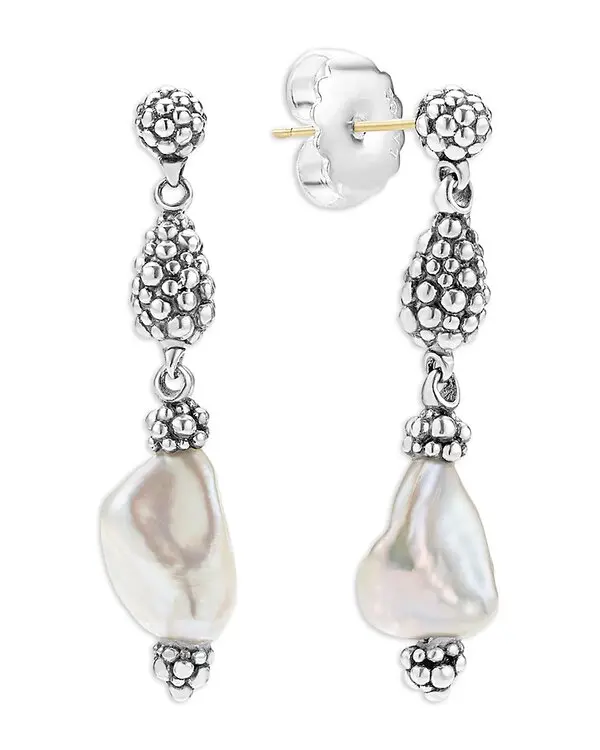 Lagos Sterling Pearl Drop Earrings - Silver