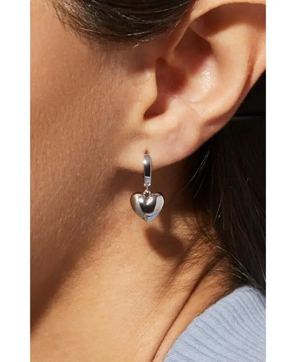 ANA LUISA Jessica Puffed Heart Hoop Earrings - Silver