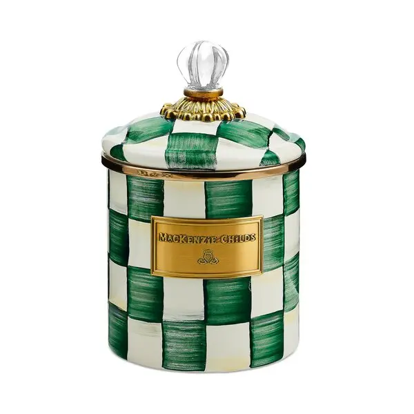 MACKENZIE-CHILDS Emerald Check Canister, Small