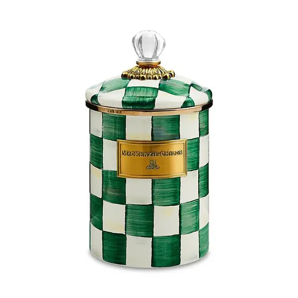 MACKENZIE-CHILDS Emerald Check Canister, Medium - No Color