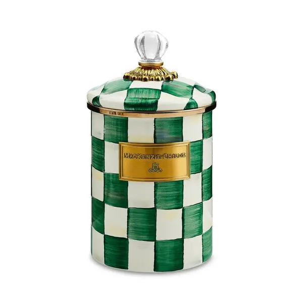 MACKENZIE-CHILDS Emerald Check Canister, Medium