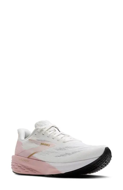 Brooks Launch Running Shoe - White/gold/pink