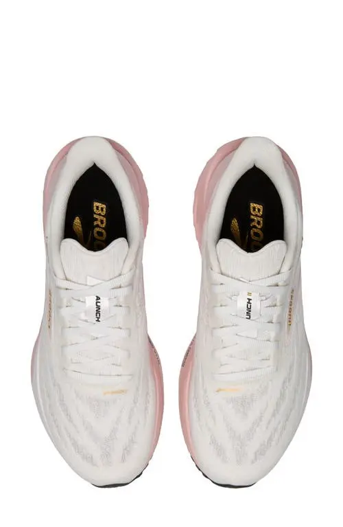 Brooks Launch Running Shoe - White/gold/pink