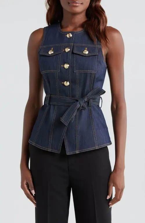 Cinq À Sept Renee Belted Denim Vest - Indigo
