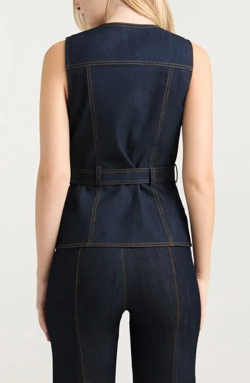 Cinq À Sept Renee Belted Denim Vest - Indigo
