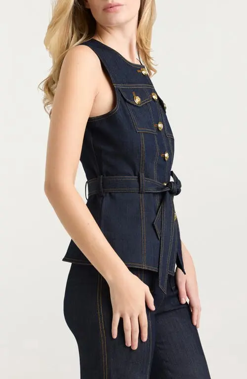 Cinq À Sept Renee Belted Denim Vest - Indigo