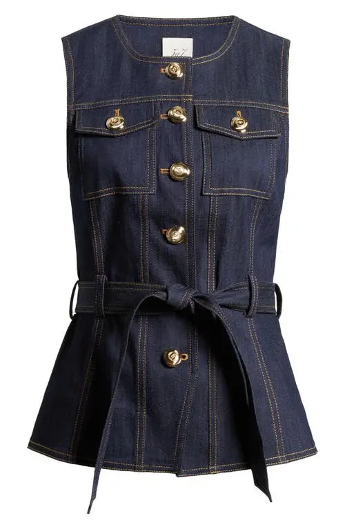 Cinq À Sept Renee Belted Denim Vest - Indigo