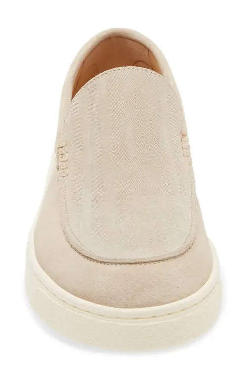 Brunello Cucinelli Chevron Embossed Suede Loafer - Beige