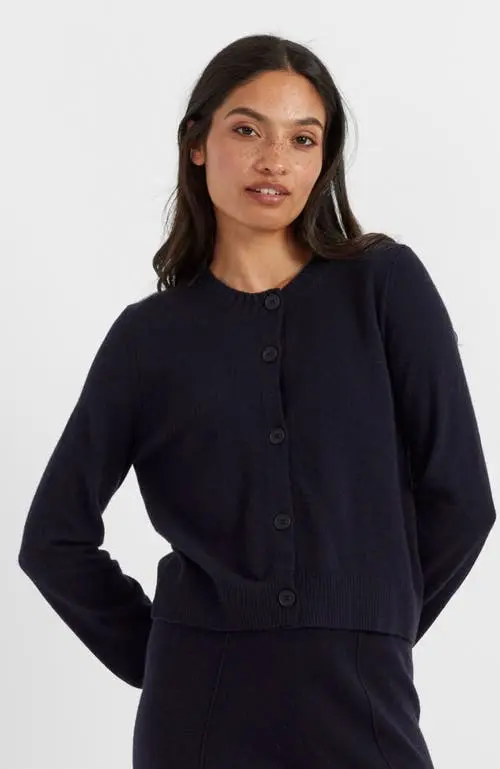 Chinti & Parker Wool Cashmere Blend Crew Neck Cropped Cardigan - Black