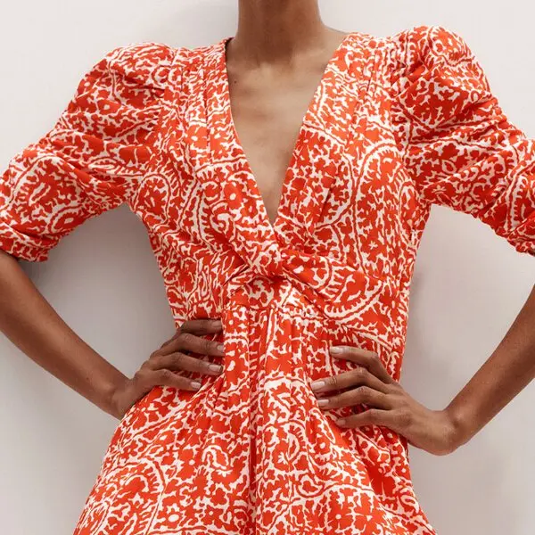 cheesecloth mono paisley print maxi dress Women's Orange Cheesecloth Mono Paisley Print Maxi Dress