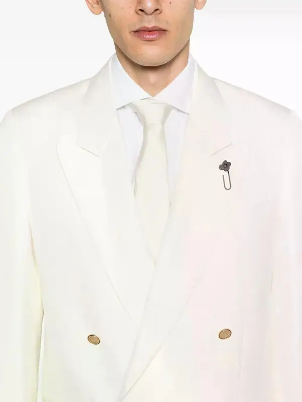 LARDINI Brooch-detail Double-breasted Blazer