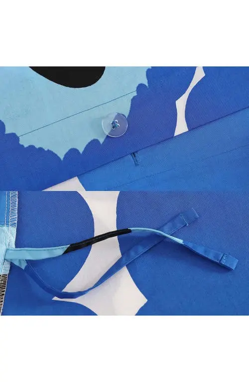 Marimekko Unikko Organic Cotton Percale Duvet Cover & Sham Set - Open Bright Blue