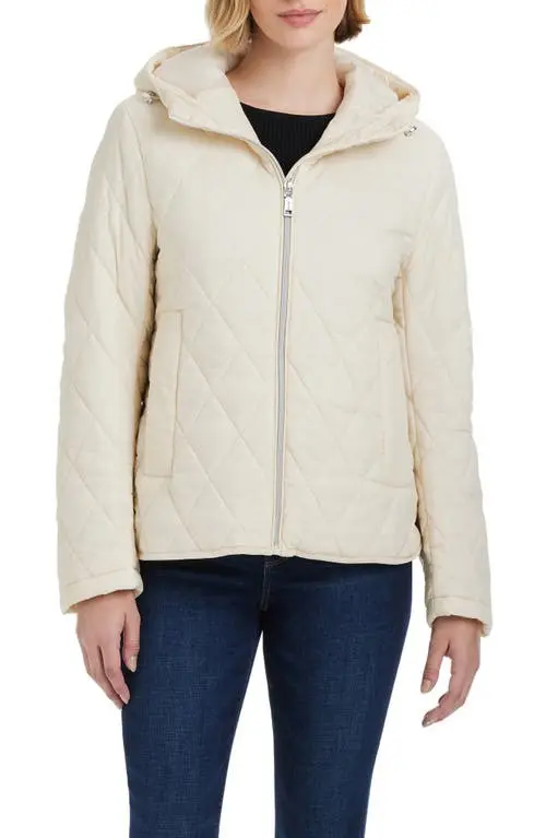 Vince Camuto Water-resistant Hooded Quilted Jacket - Bone