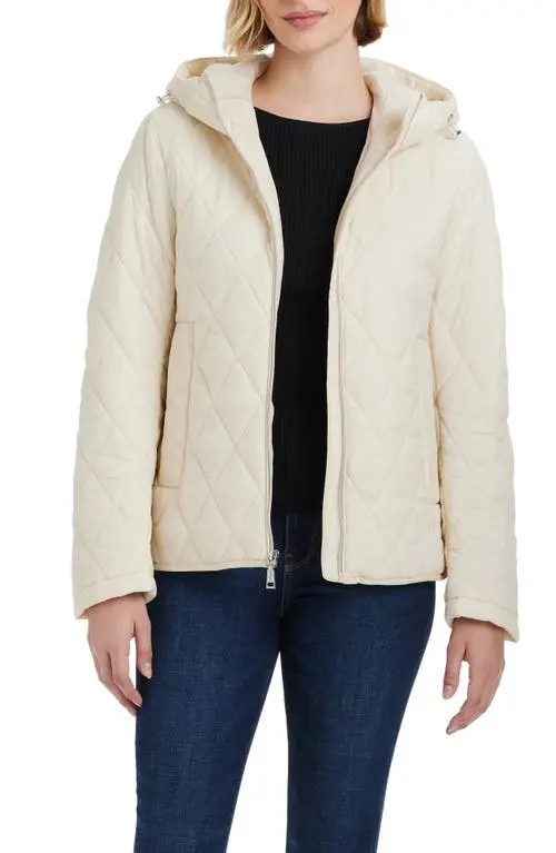 Vince Camuto Water-resistant Hooded Quilted Jacket - Bone